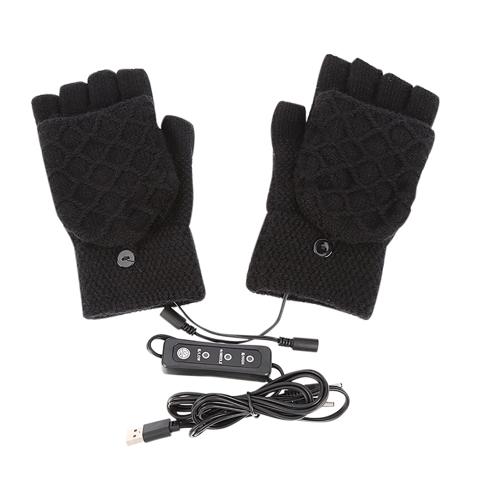 Wmkox8yii USB Heated Gloves Rechargeable For Women Half Finger Smart ...