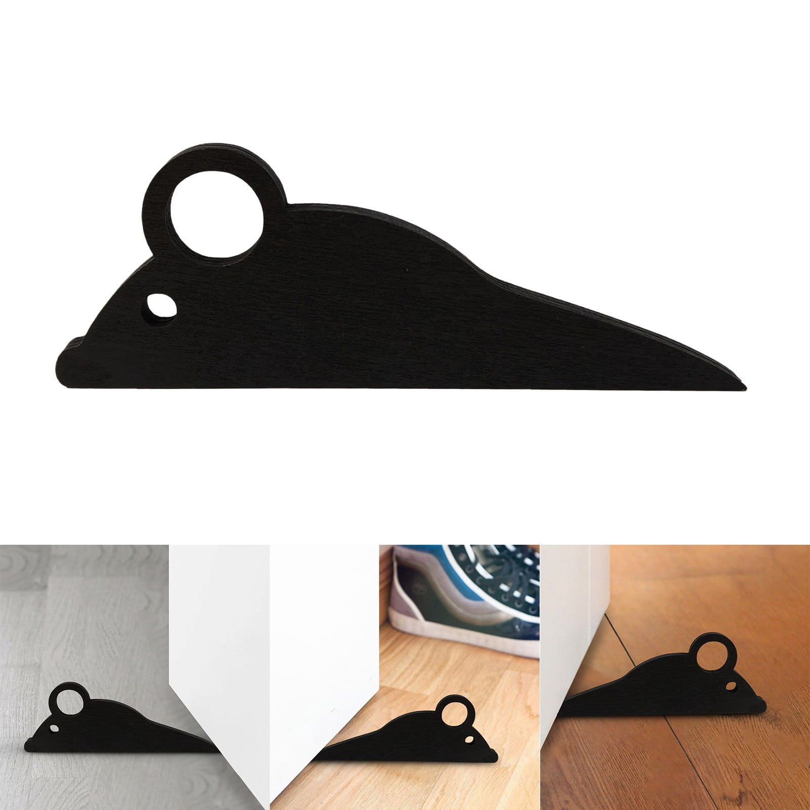 Wmmxey Doorstop Black Animal Door Stop Creative Wooden Animal Shaped ...