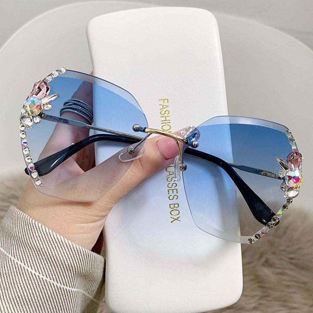 Wmool 2025 Woman Riml Diamonds Sglasses, Polygonal Sglasses UV Protection Cutting Lens Summer ...