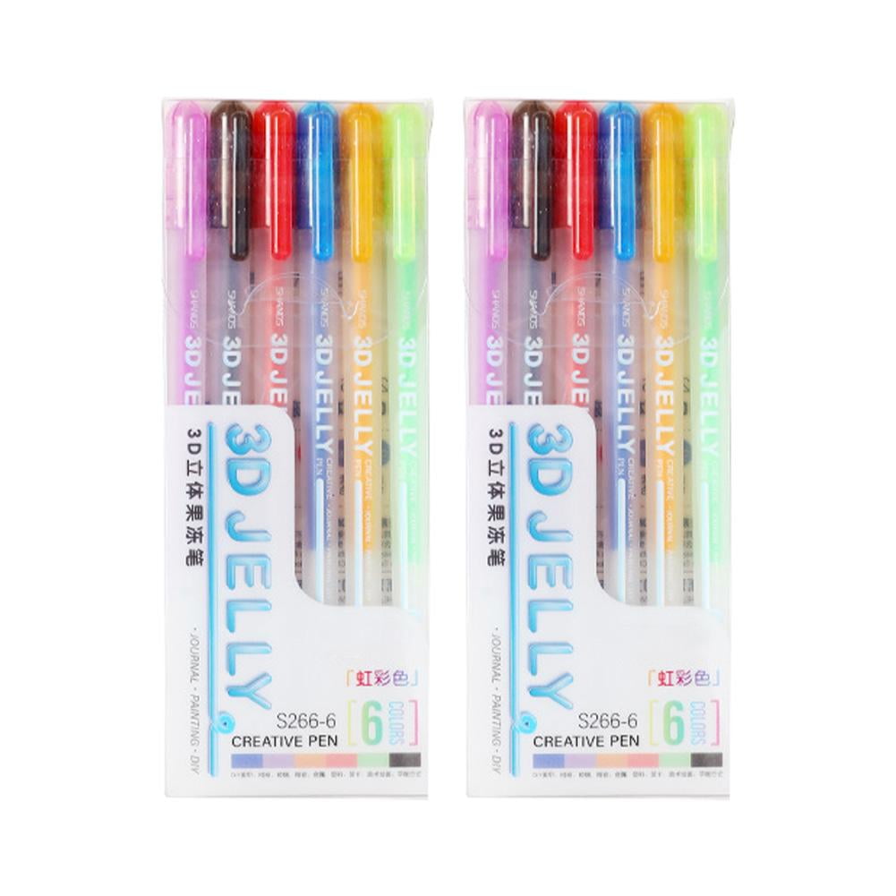 Wmool 6/12Pcs 3D Jelly Pen Set Candy Color Gel Pen Glossy Pens ...