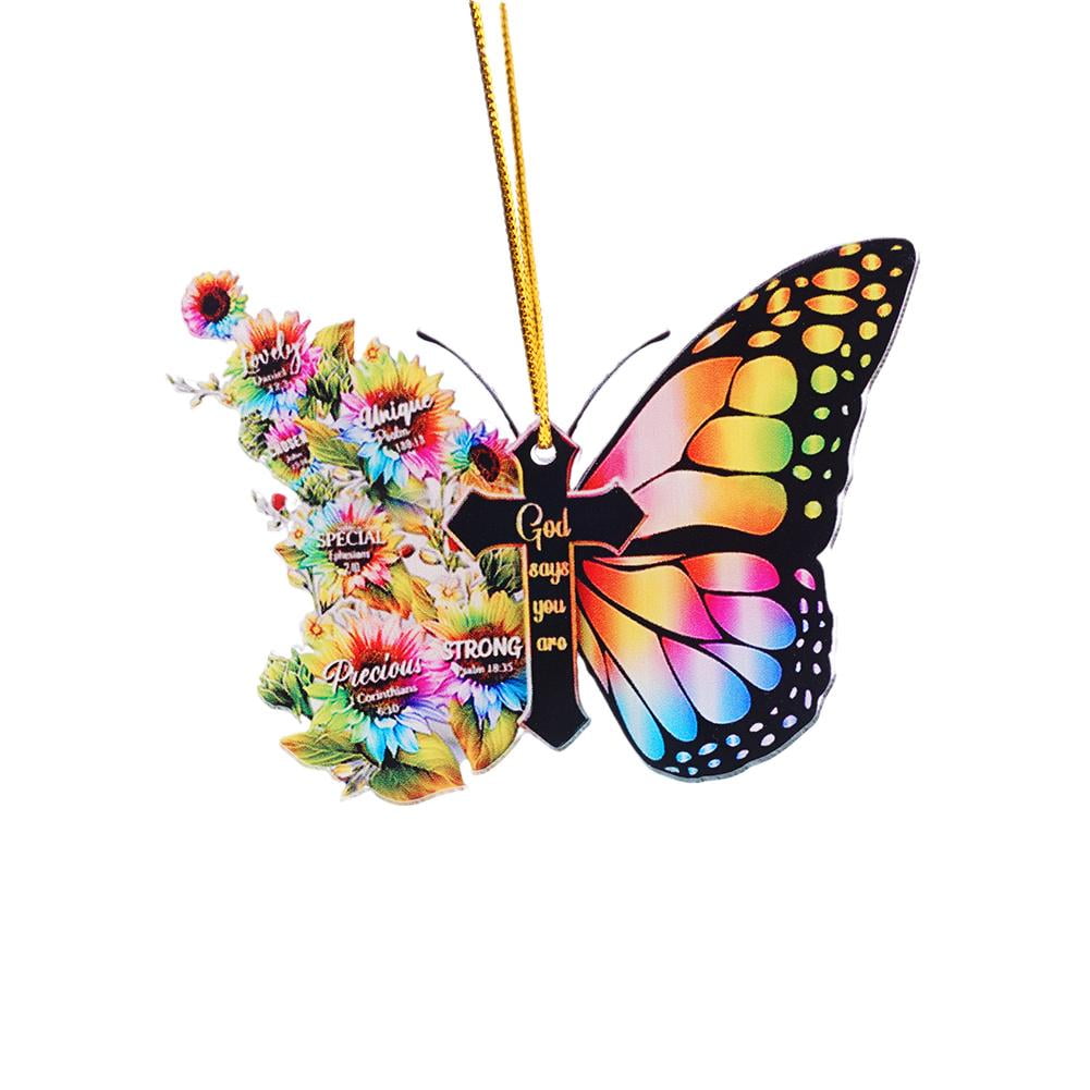 Wmool Butterfly Cross Anhänger Christian Car Interior Hangeshänge L8G0 ...