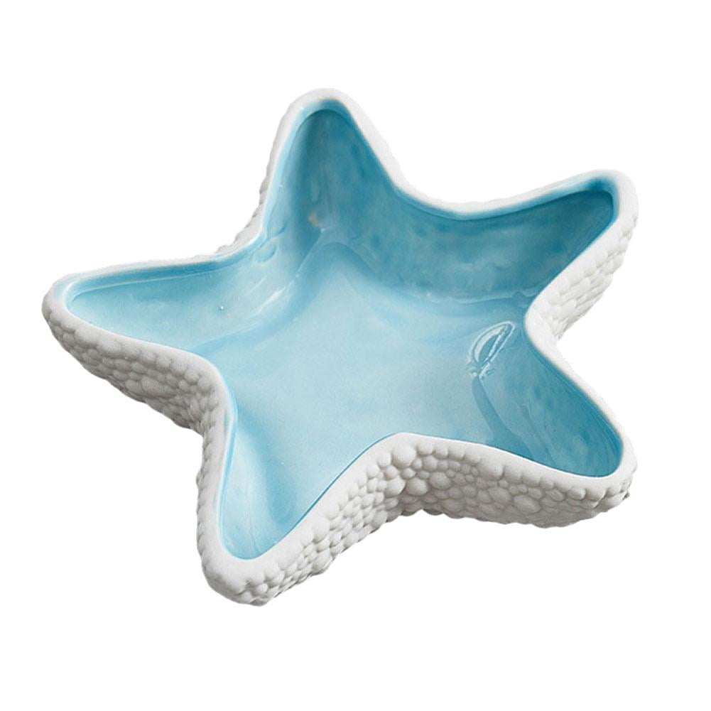 Wmool Ceramic Jewelry Tray, Conch Starfish Shell Shaped Trinket Dish ...