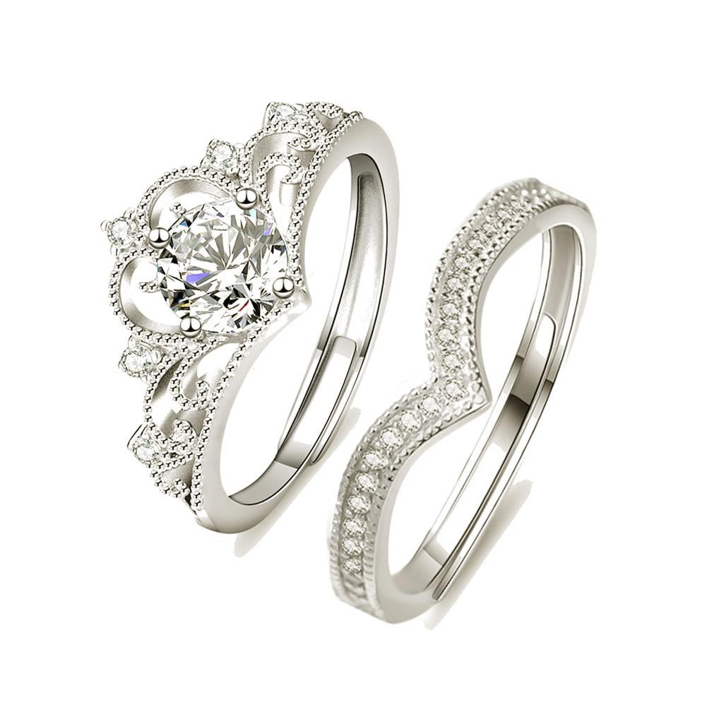 Wmool Crystal Crown Adjustable #Ring# Irregular Geometry Punk Vintage Rings Set Lot Q2 - Walmart.com