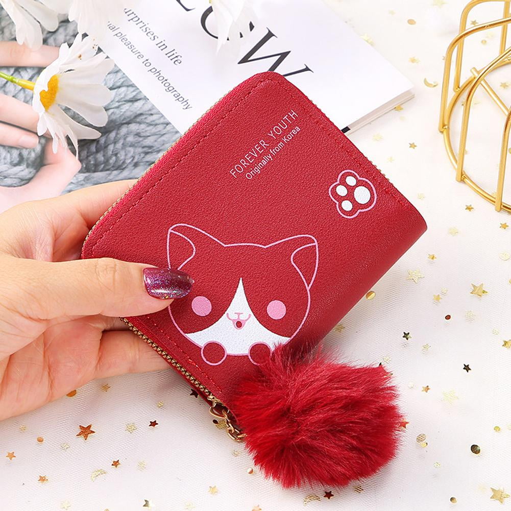 Wmool Cute Kitten Wallet, Cartoon Cat, Mini Furballs, Credit Card ...