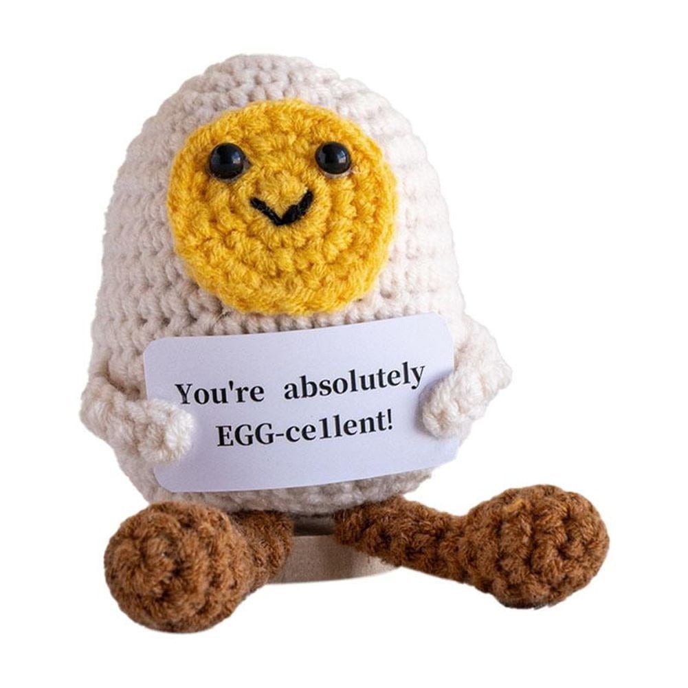 Wmool Fny Mini Positive,Cute Crochet Doll with Card,Soft Wool Knitting ...