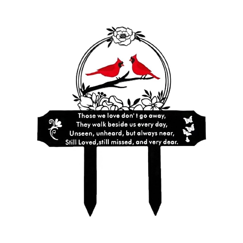 Wmool Metal Cardinal Cemetery Memorial Stake, Grave Decorations for ...