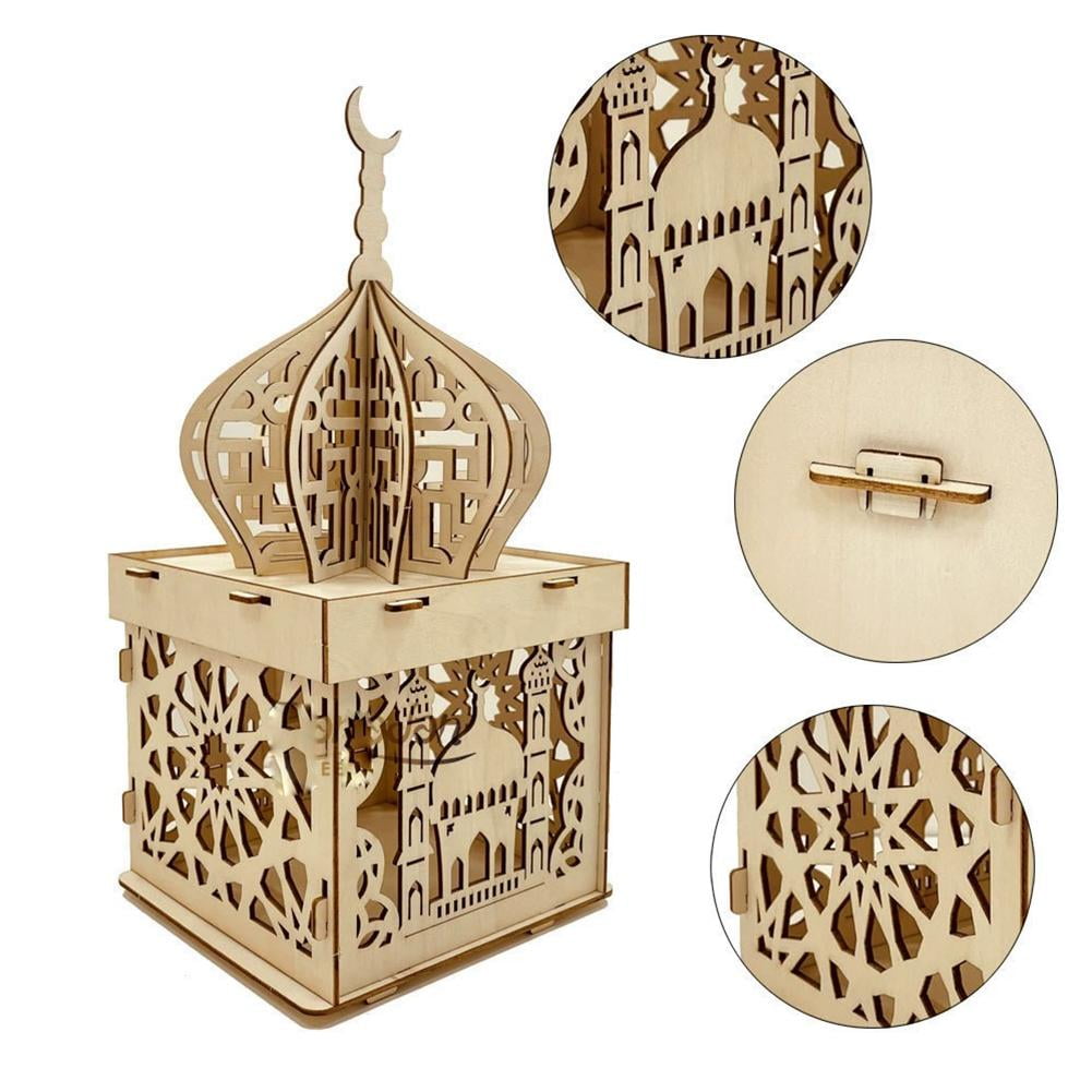 Wmool Ramadan Eid Crafts Night Light,Mosque LED Wooden Lamp for Eid ...