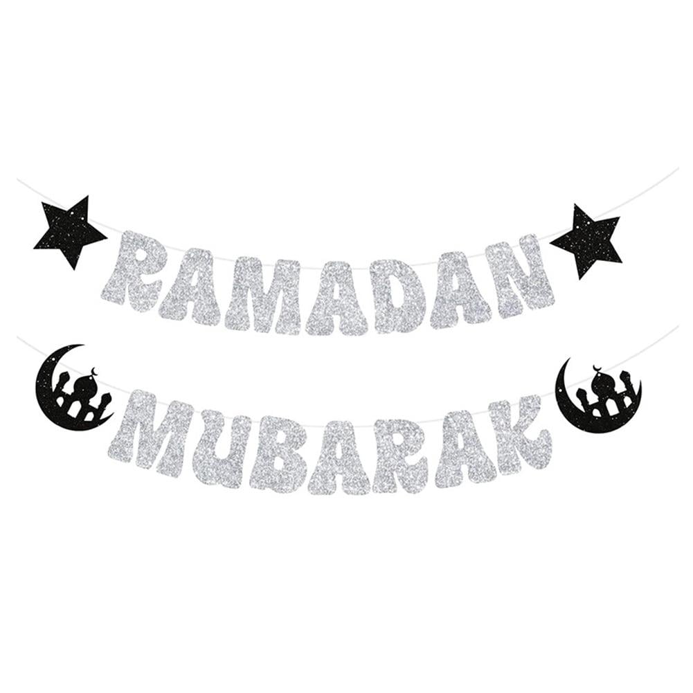 Wmool Ramadan Eid Mubarak Decorations Banner,Ramadan Eid Hanging Banner ...