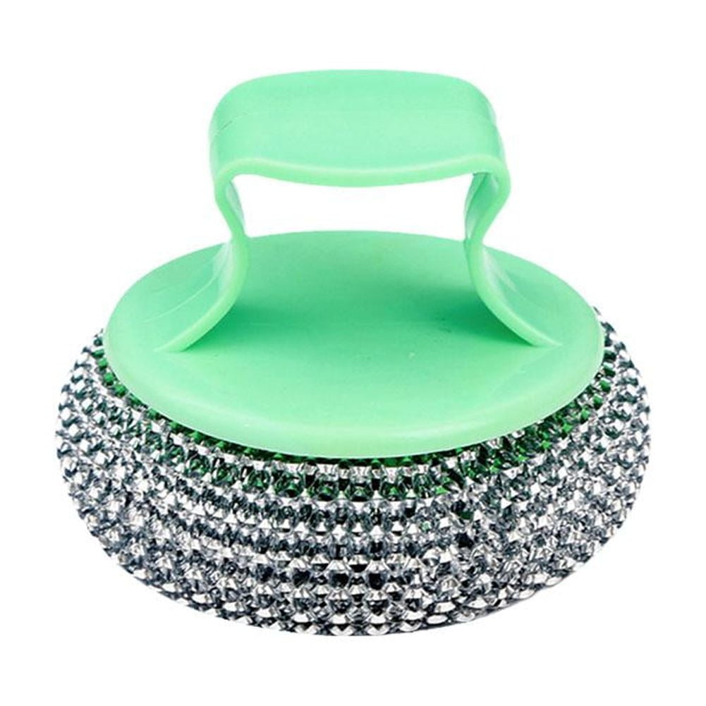 Wmool Stainless Steel Sponge with Handle Cleaning Ball Brush Wire ...
