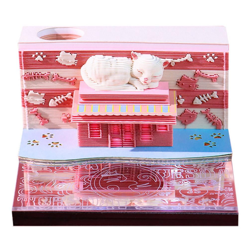 Wmool Swt Cat House Creative Paper Sculpture Stiy Notes Valentine's Day ...