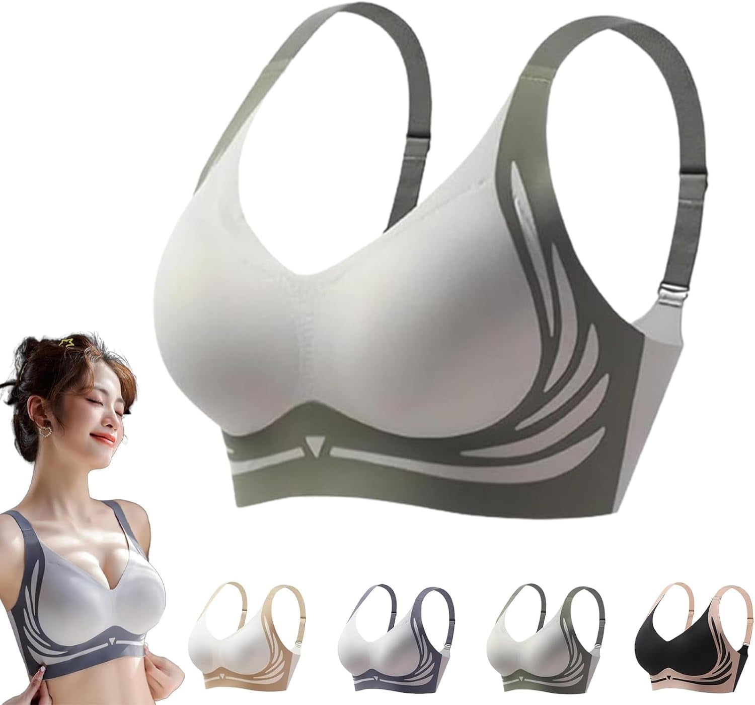 Wmstylist Lushfitting Powerful Push-Up Seamless Bra, Wm Stylist Wireless Lush Fitting Bras for ...