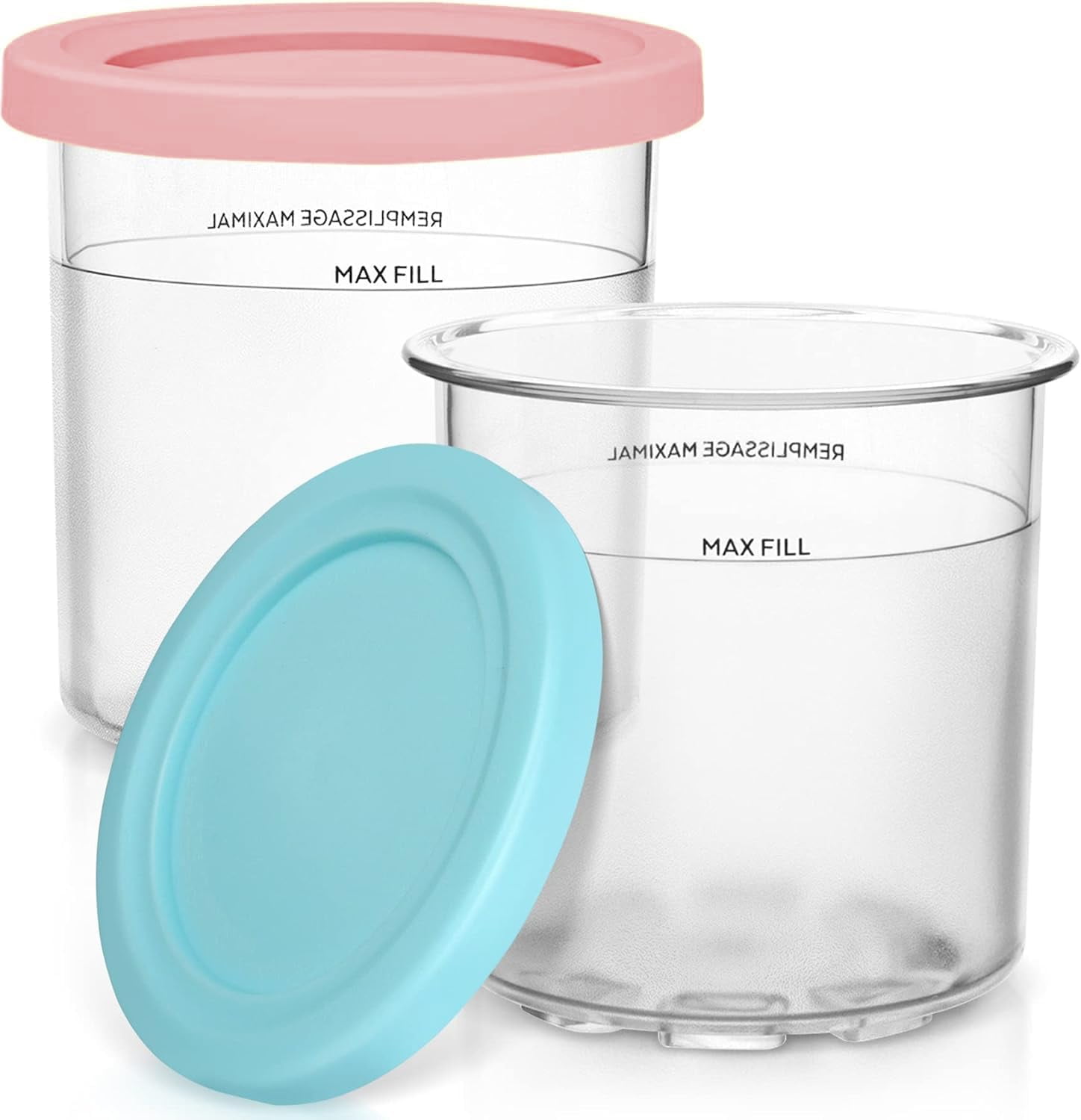 Wnngxing Pink Blue Ice Cream Pint Containers Replacement, 16 oz ...