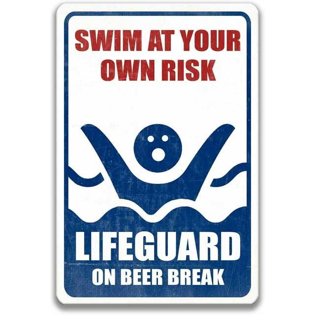 Wnnyof Retro Metal Tin Sign 8 X 12 Inches Swim at Your Own Risk ...