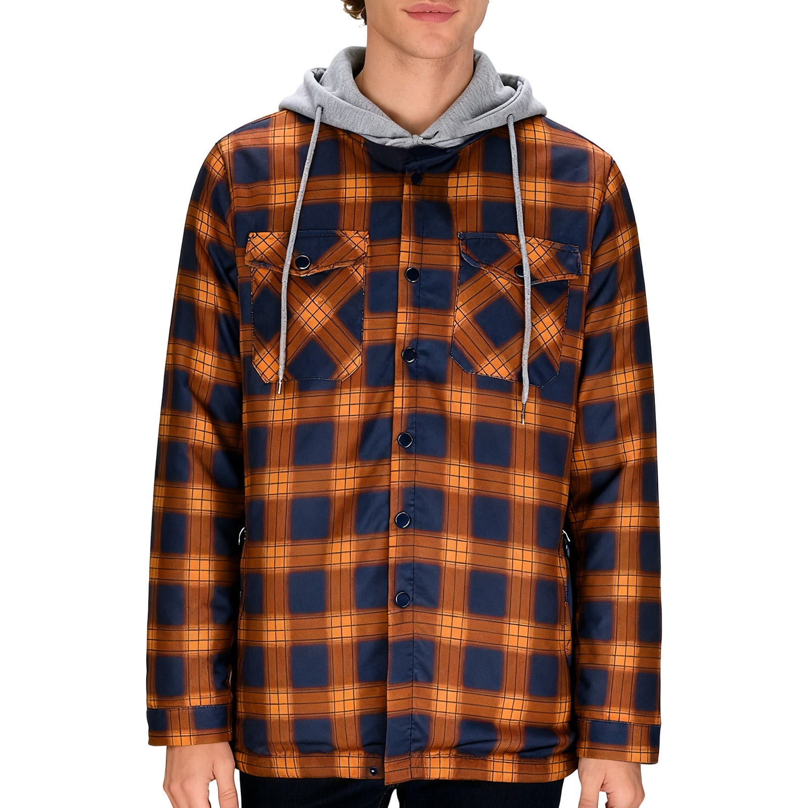 Wo-Fusoul Men'S Jackets for Winter Men'S Fleece Lined Checkered Snap ...