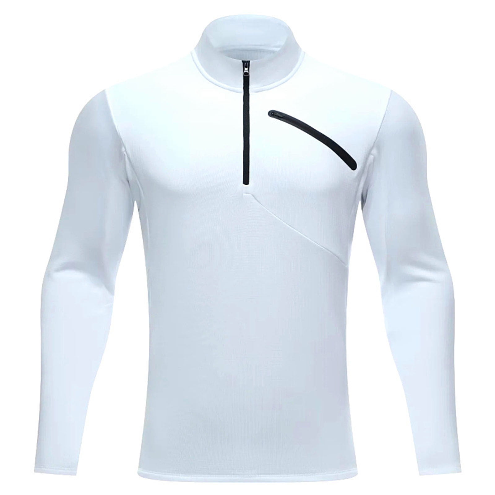 Wo-Fusoul Men's Half Zip Long Sleeve Thermal Running Top, Stand Collar ...