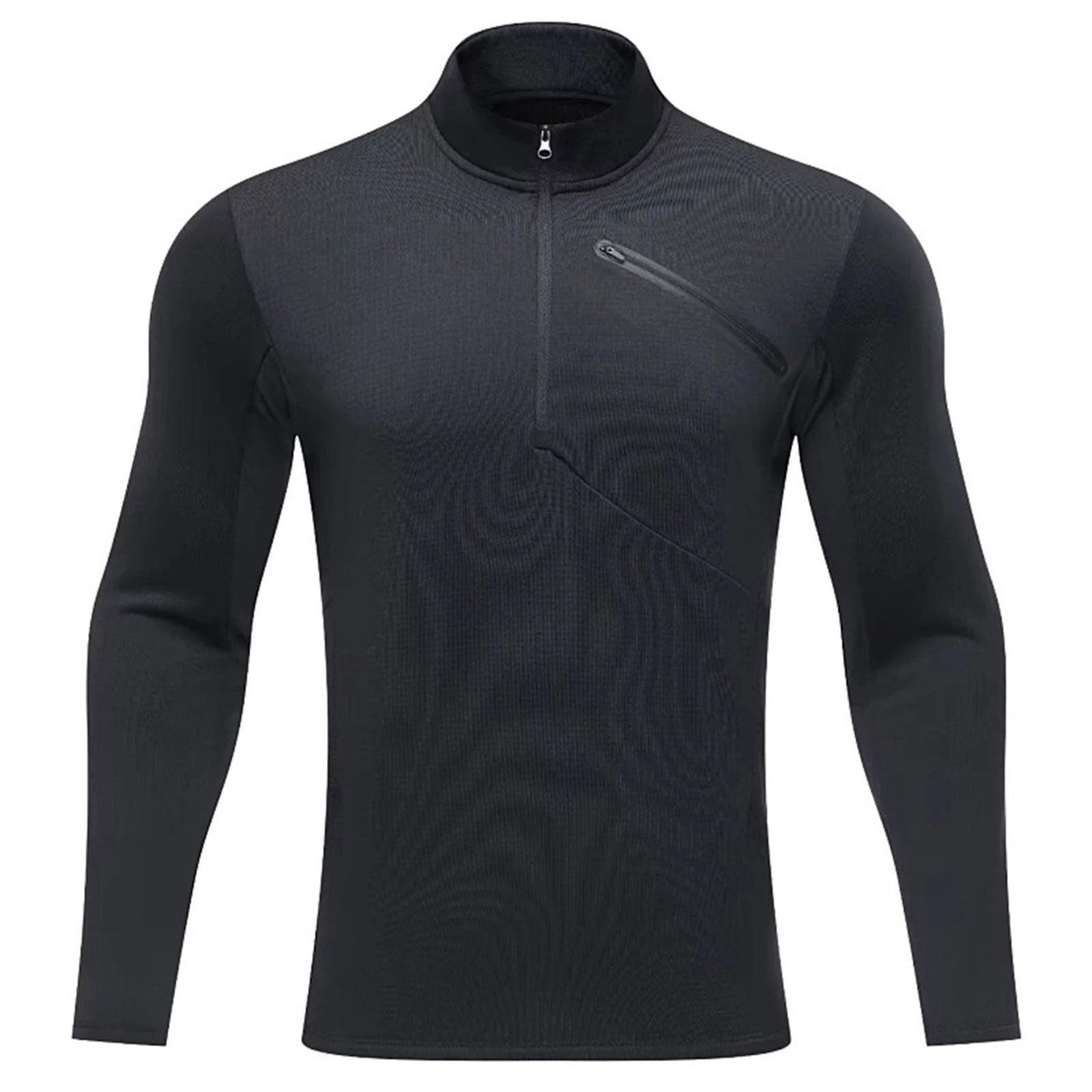 Wo-Fusoul Men's Half Zip Long Sleeve Thermal Running Top, Stand Collar ...