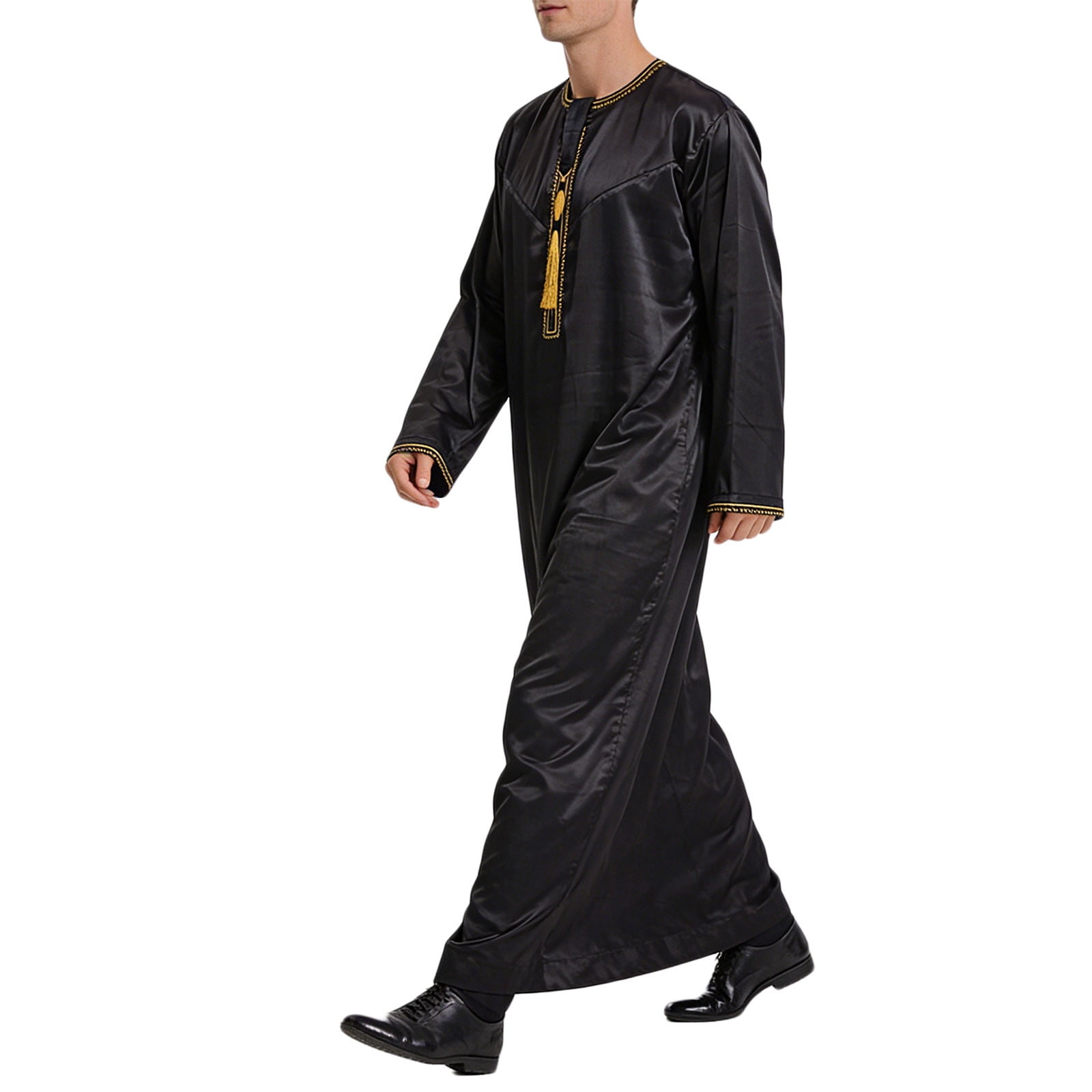 Wo-Fusoul Men's Muslim Thobe Robe, Long Sleeve Arabic Islamic Clothing ...