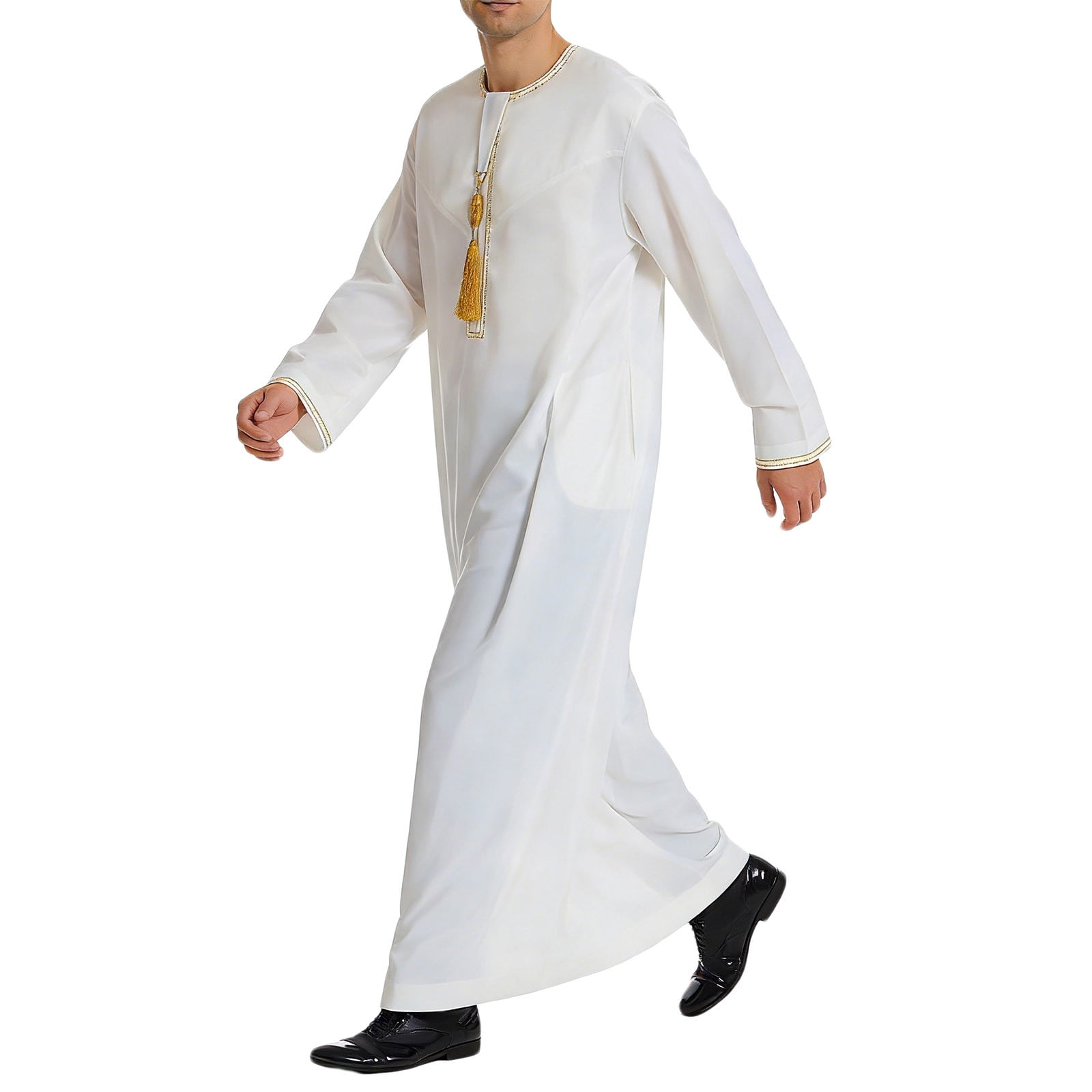 Wo-Fusoul Men's Muslim Thobe Robe, Long Sleeve Arabic Islamic Clothing ...