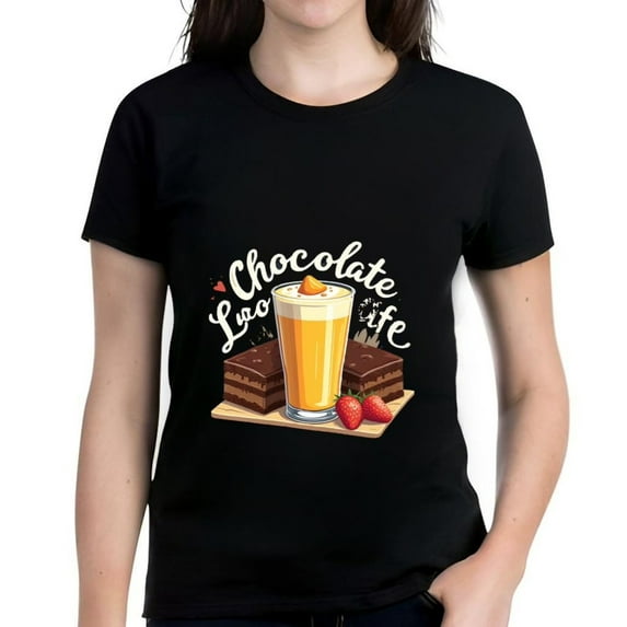 WoM1en's Cotton S1Hort eeve T-S1Hirt with Chocolate Beverage Graphic ...