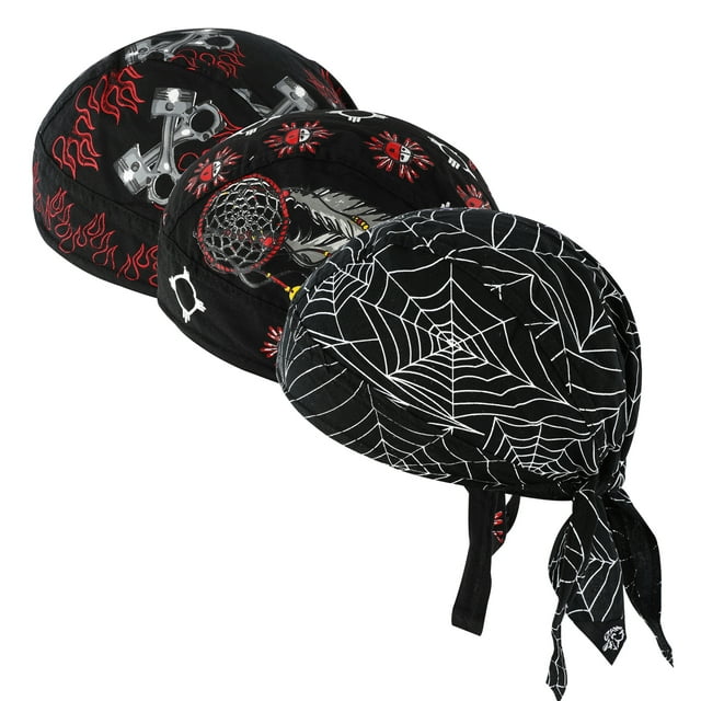WoWstyle Unisex 3 Pack Do Rags, Breathable Skull Cap Bandana, Helmet ...