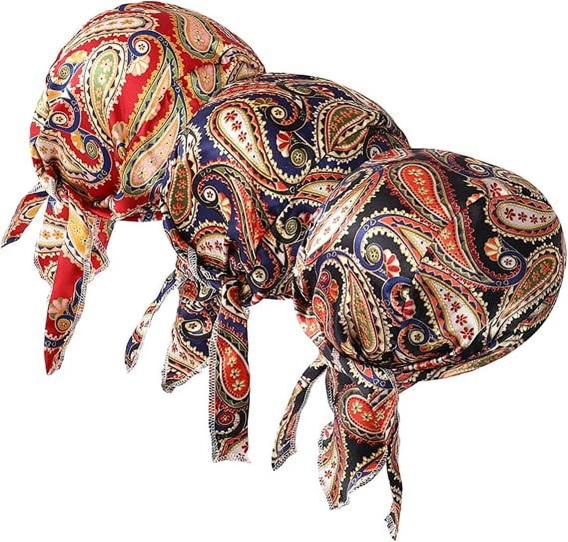 WoWstyle 3 Pcs Do Rags For Men Skull Cap Women Silk Helmet Liner Doo ...