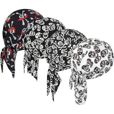 WOWSTYLE 3 Pcs Sweat Wicking Doo Rags for Men Cotton Skull Cap Beanie ...