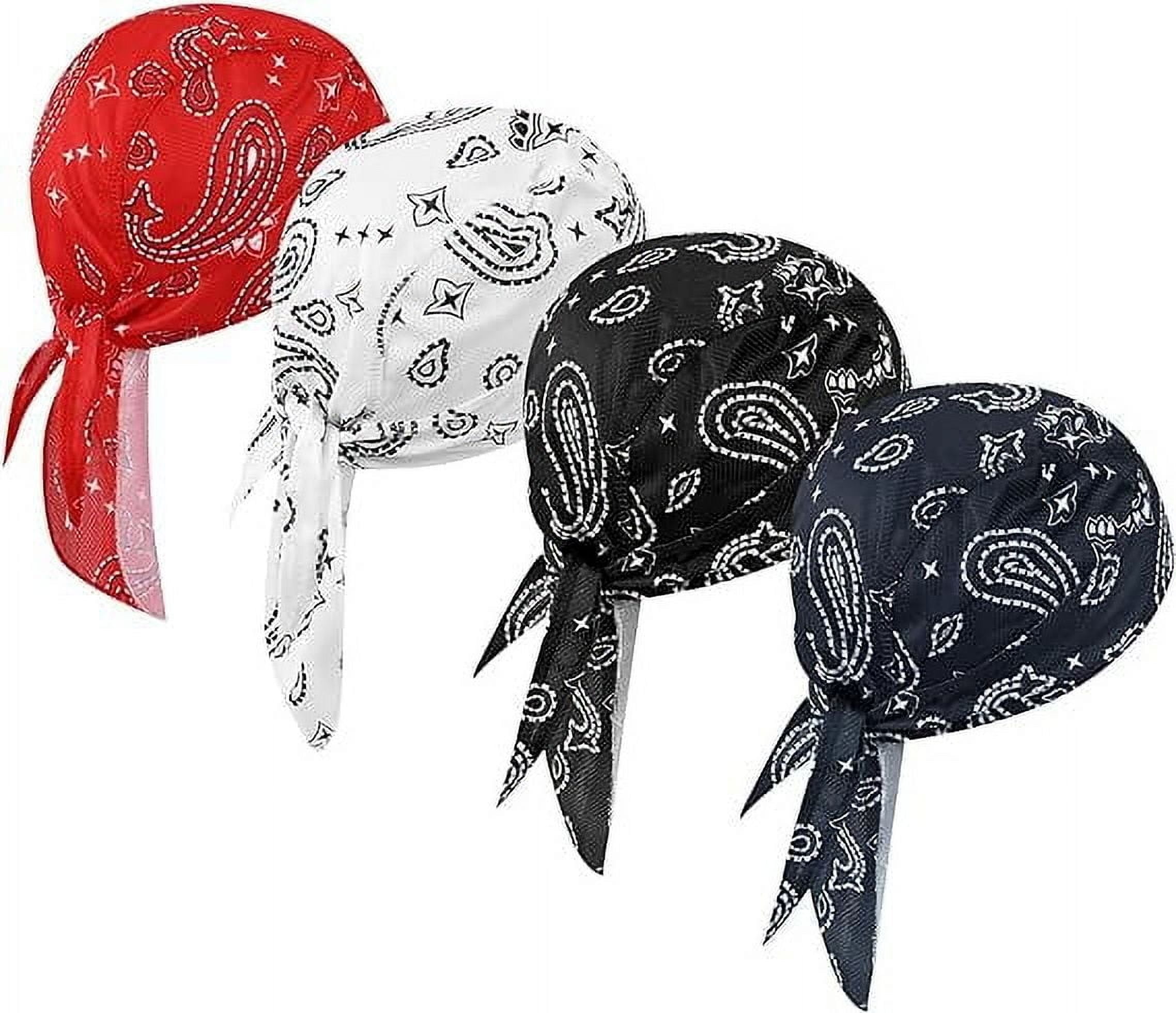 WoWstyle 4 Pcs Do Rags Skull Caps for Men Fashion Sweat Wicking Helmet ...