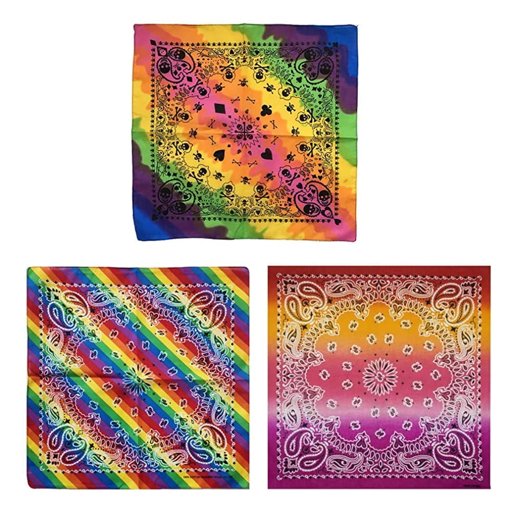 Wowstyle 3pcs Hair Scarf Bandanas for Men and Women, Tie Dye Paisley ...