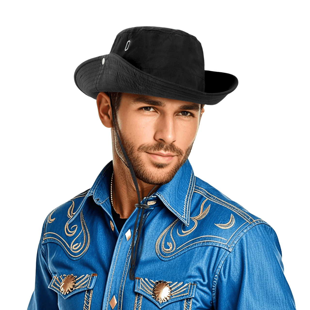 WoWstyle Black Mens Cowboy Hat Youth Cowboy Hats for Men Western Wide ...