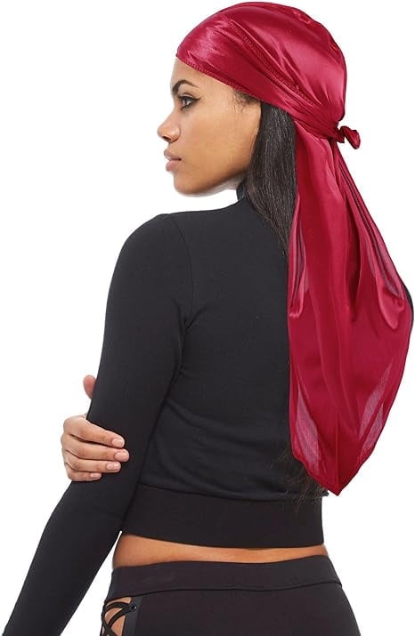 WoWstyle Silk Durag For Men Women Solid Satin Doo Rags Beanie 360 Wave ...