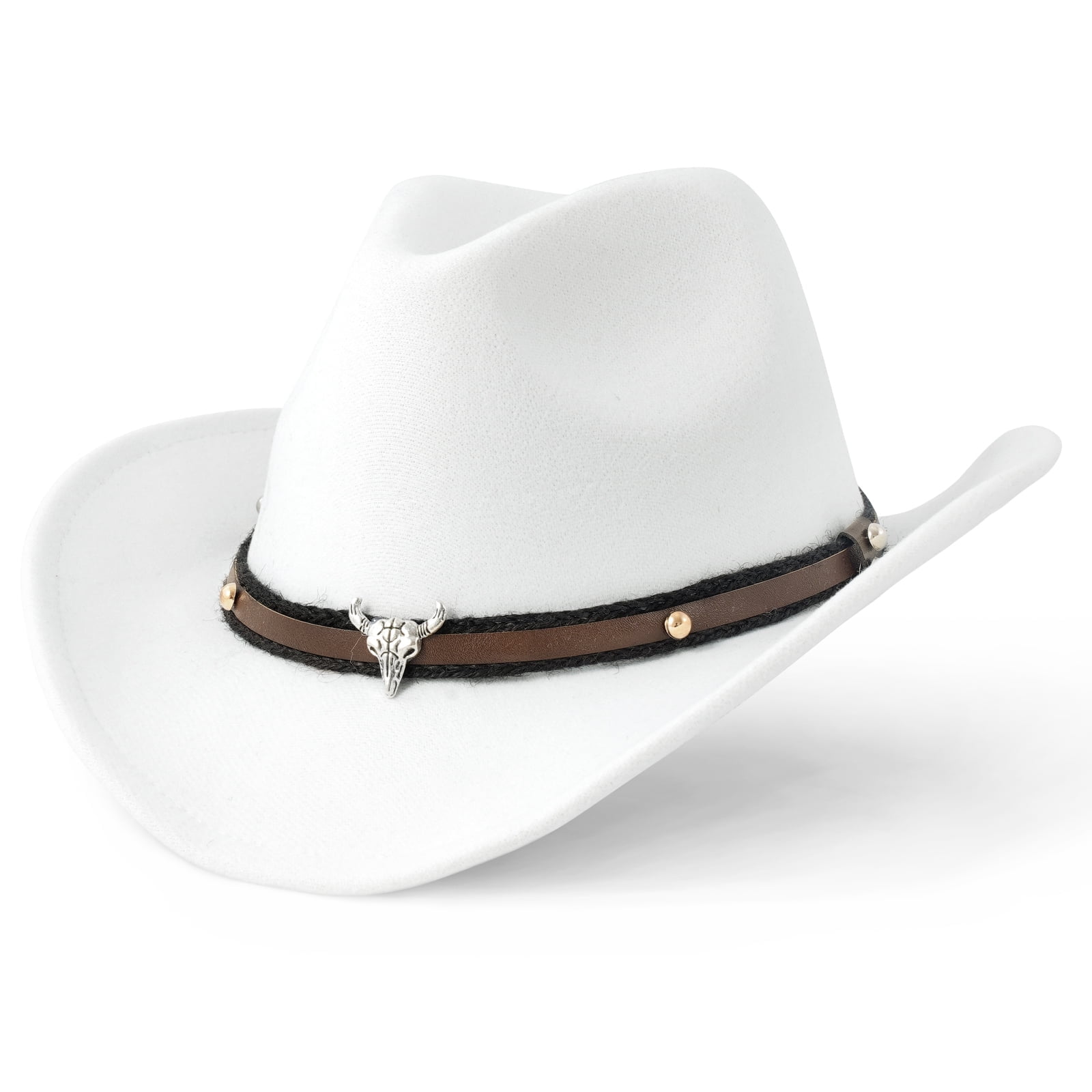 WoWstyle Unisex White Cowboy Hat with Adjustable Leather Band for ...