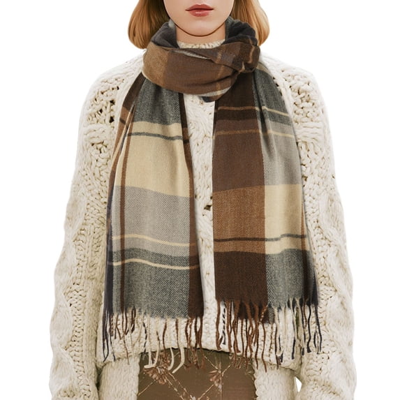 WoWstyle Winter Womens Scarf Classic Big Coloured Checked Soft Thick ...