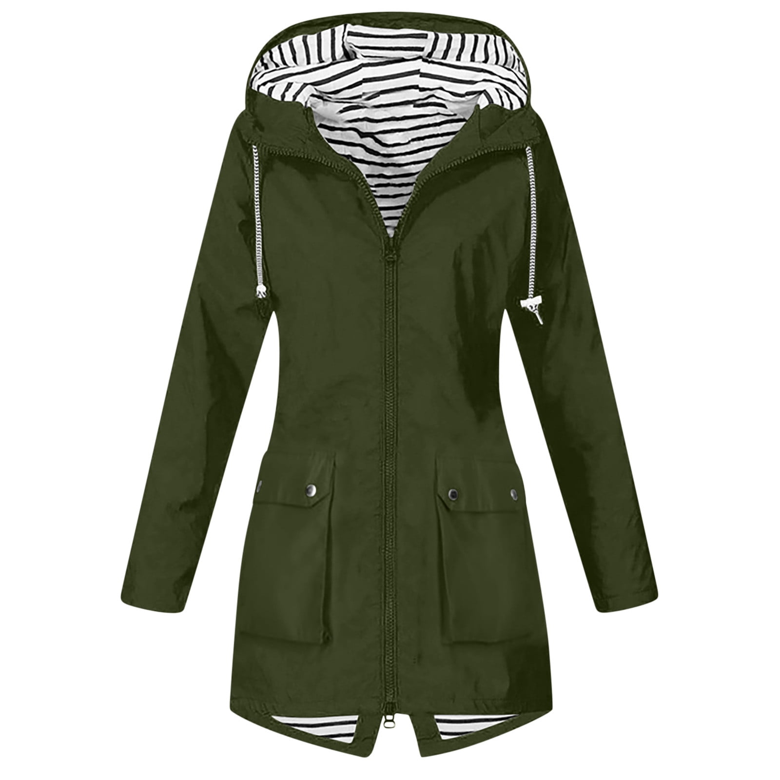 Woy2k Raincoat Women Waterproof Long Hooded Trench Coats Lined Women