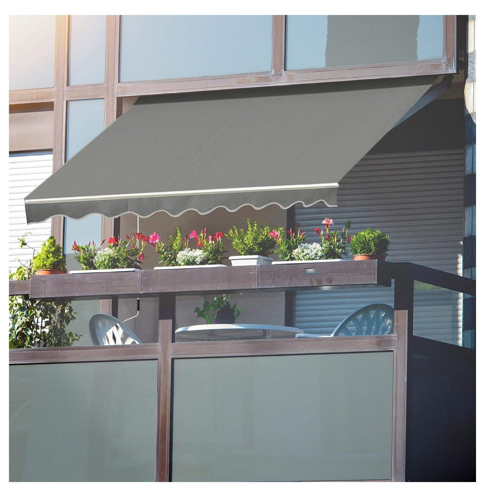 WoZHe 12'x10' Retractable Patio Awning Sun Shade Cover, Outdoor Shelter ...