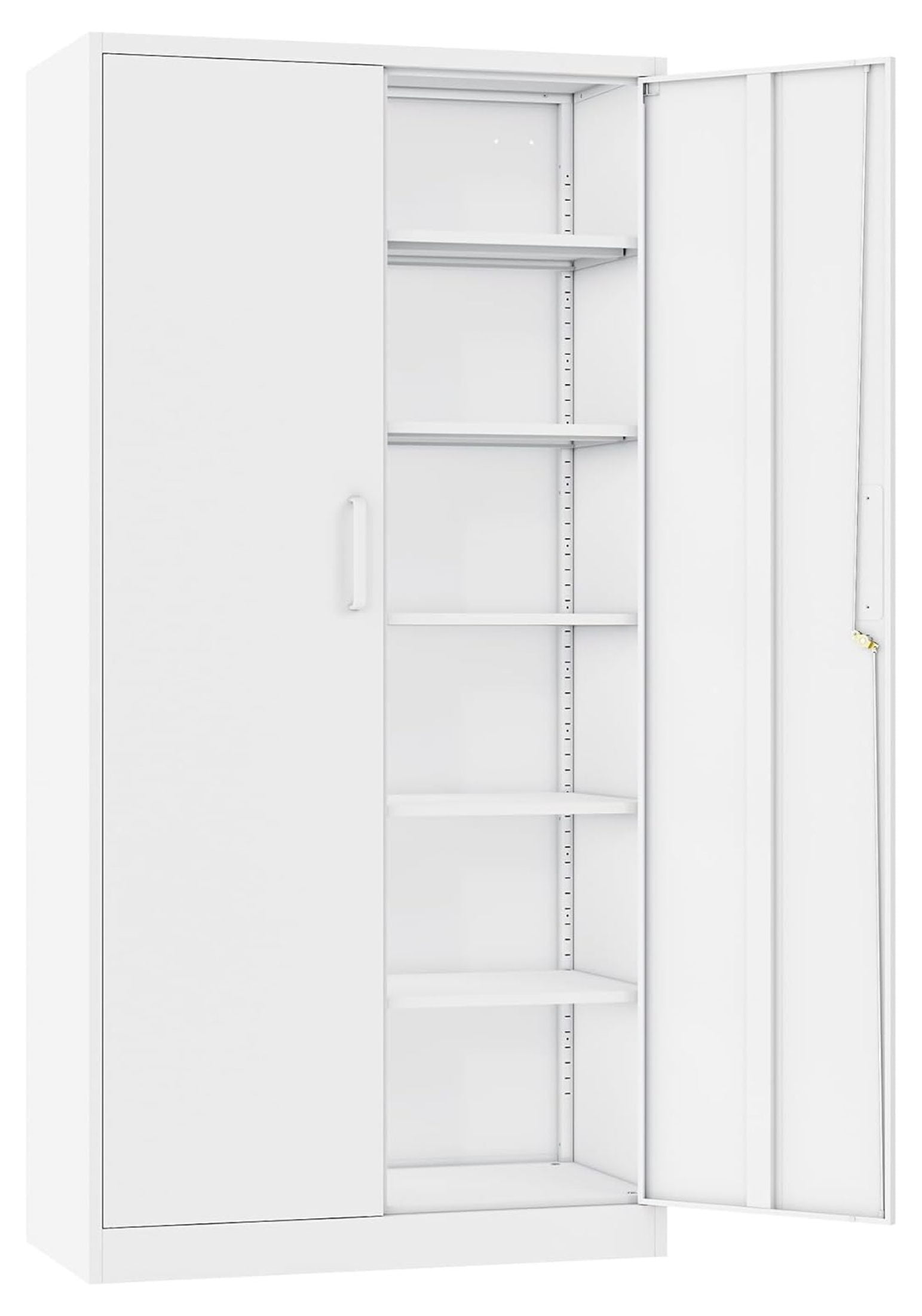 WoZHe White Metal Storage Storage Cabinet with 5 Adjustable Shelves ...