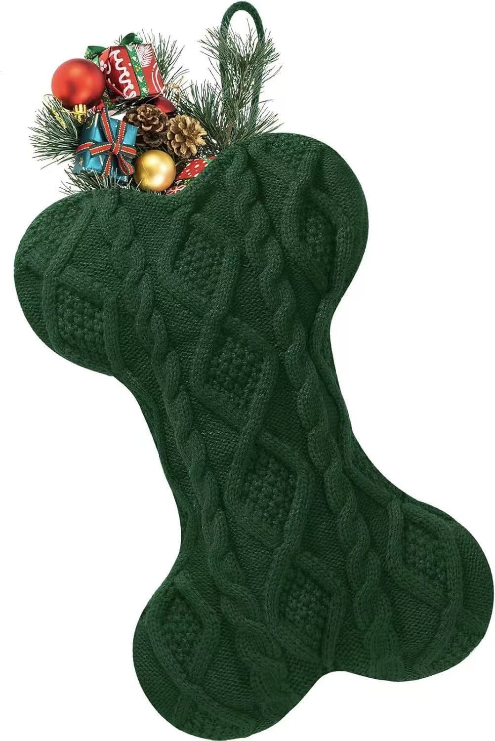 Woaeety 18 Inch Dog Christmas Stocking, Bone Shape Stocking Christmas ...