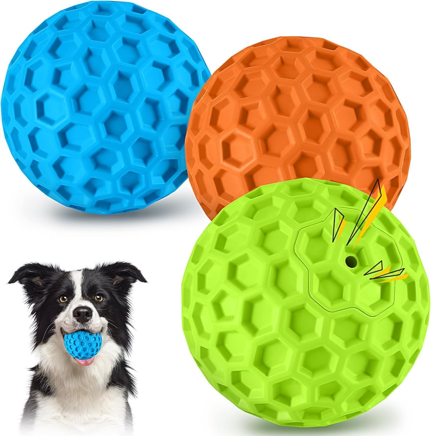Woaeety Indestructible Squeaky Dog Balls for Aggressive Chewers ...