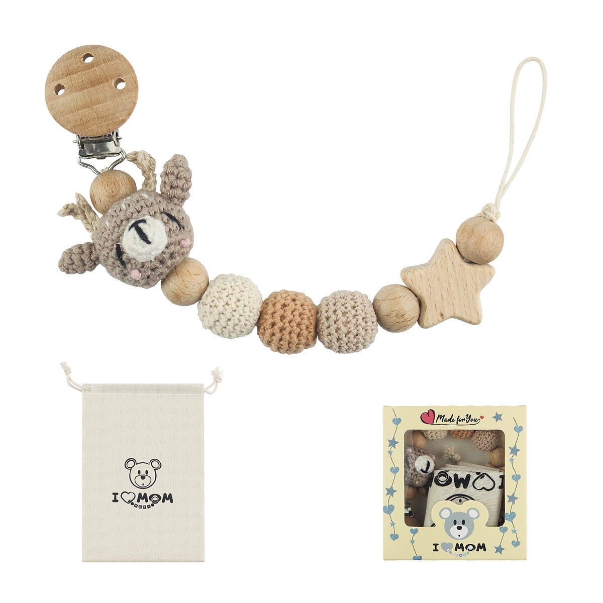 Woaeety Pacifier Clip, Cute Animal Pacifier Holder Clip for Boys and ...