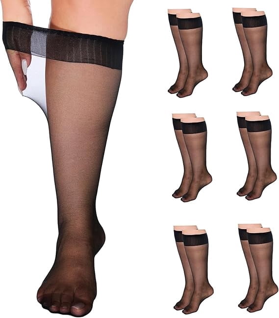 Woaeety Plus Size Sheer Knee High Socks Nylon Super Wide Trouser ...