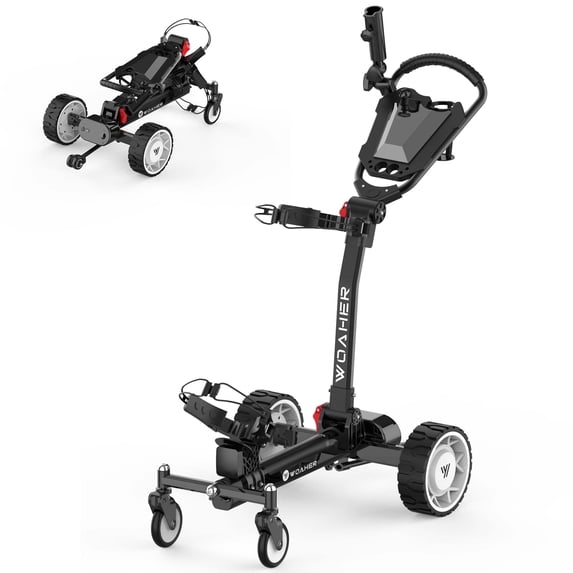 Woaher All Terrain Electric Golf Push Cart,4 Wheel Foldable,Autofollow ...