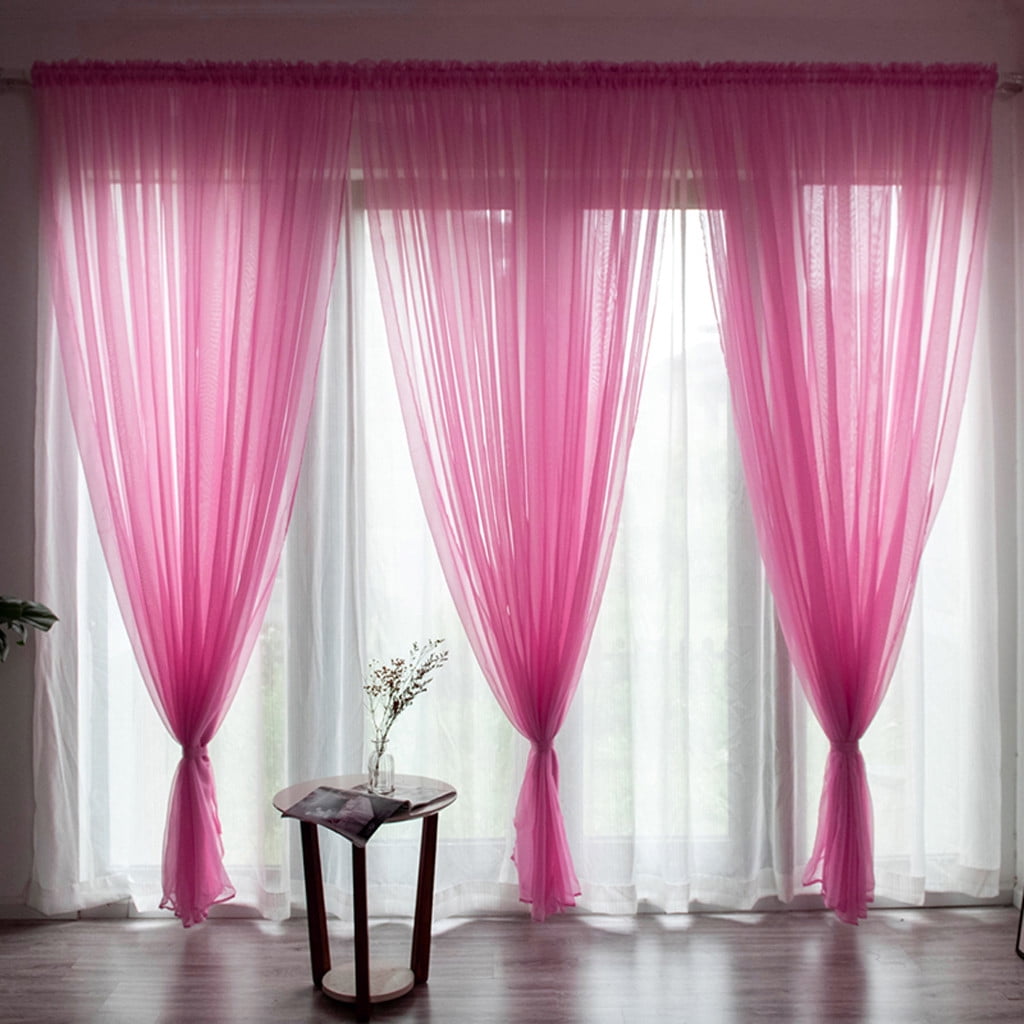 Woahu Colored Terron Curtain Single Piece Leaves Sheer Curtain Tulle ...