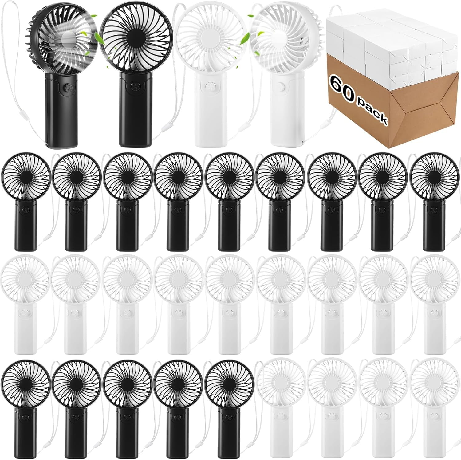 Woanger 60-pack Mini Handheld Fans with Rope Hanging, Portable Cooling ...