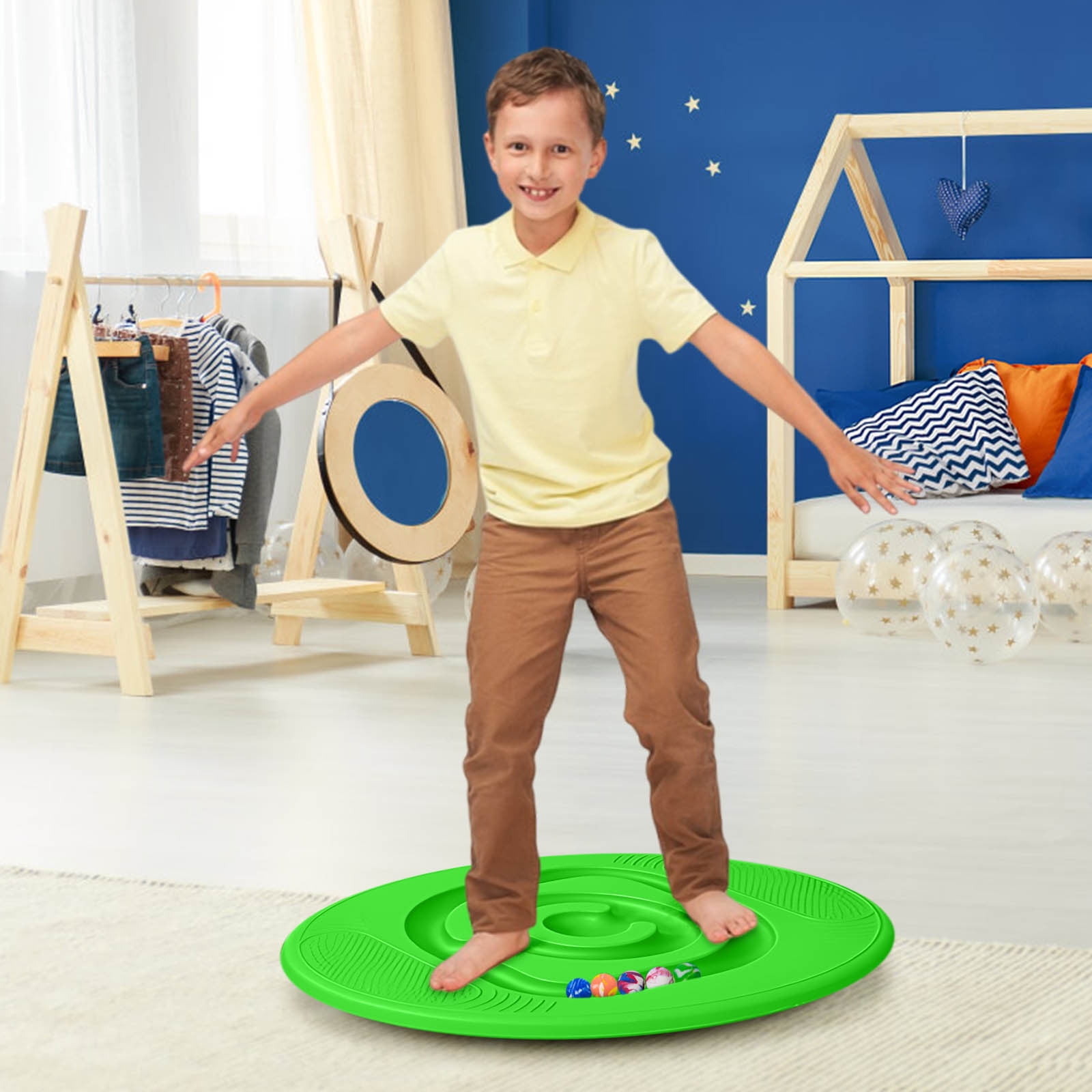 Wobble Board for Kids Plastic Balance Board Rocker Maze Board with 5 ...