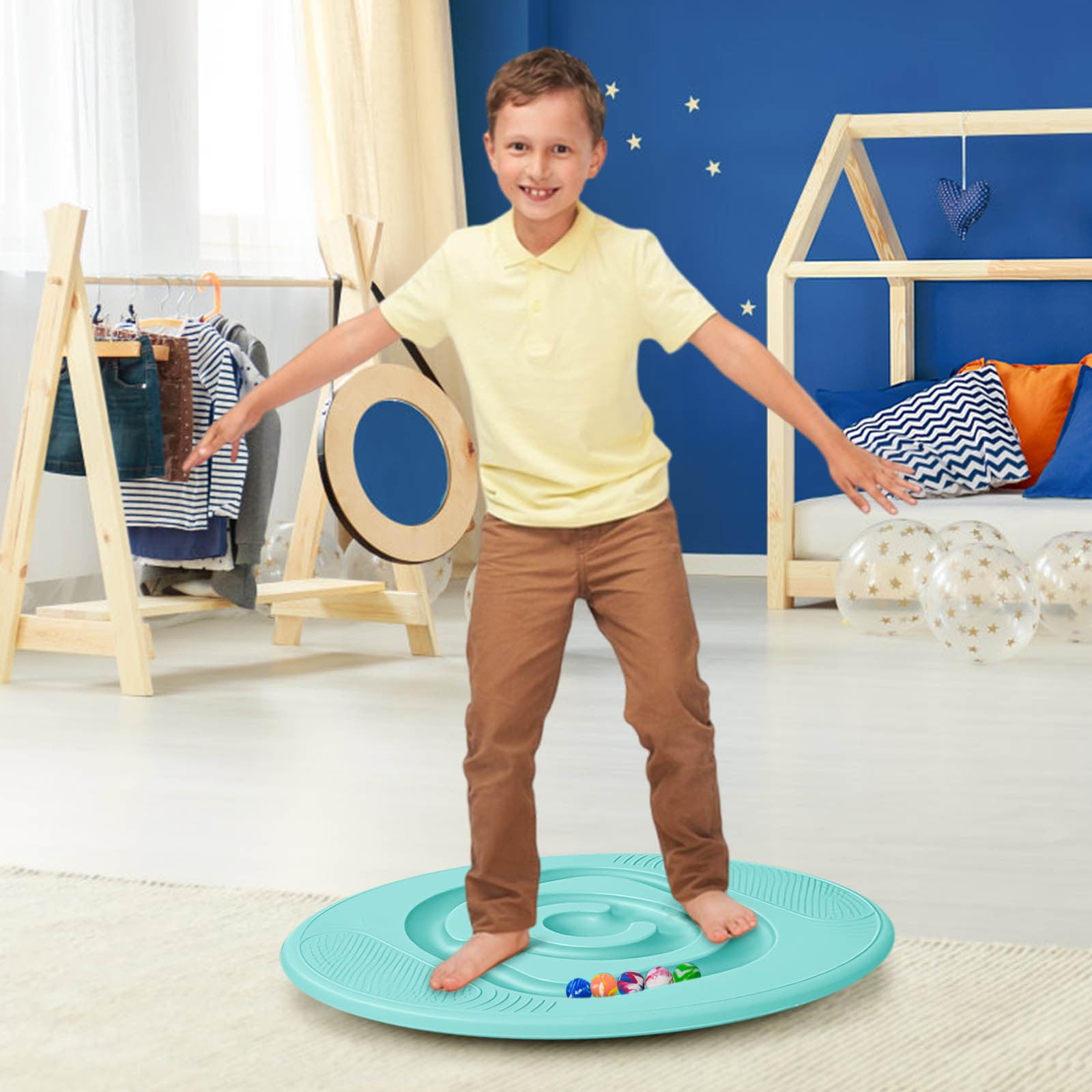 Wobble Board for Kids Plastic Balance Board Rocker Maze Board with 5 ...
