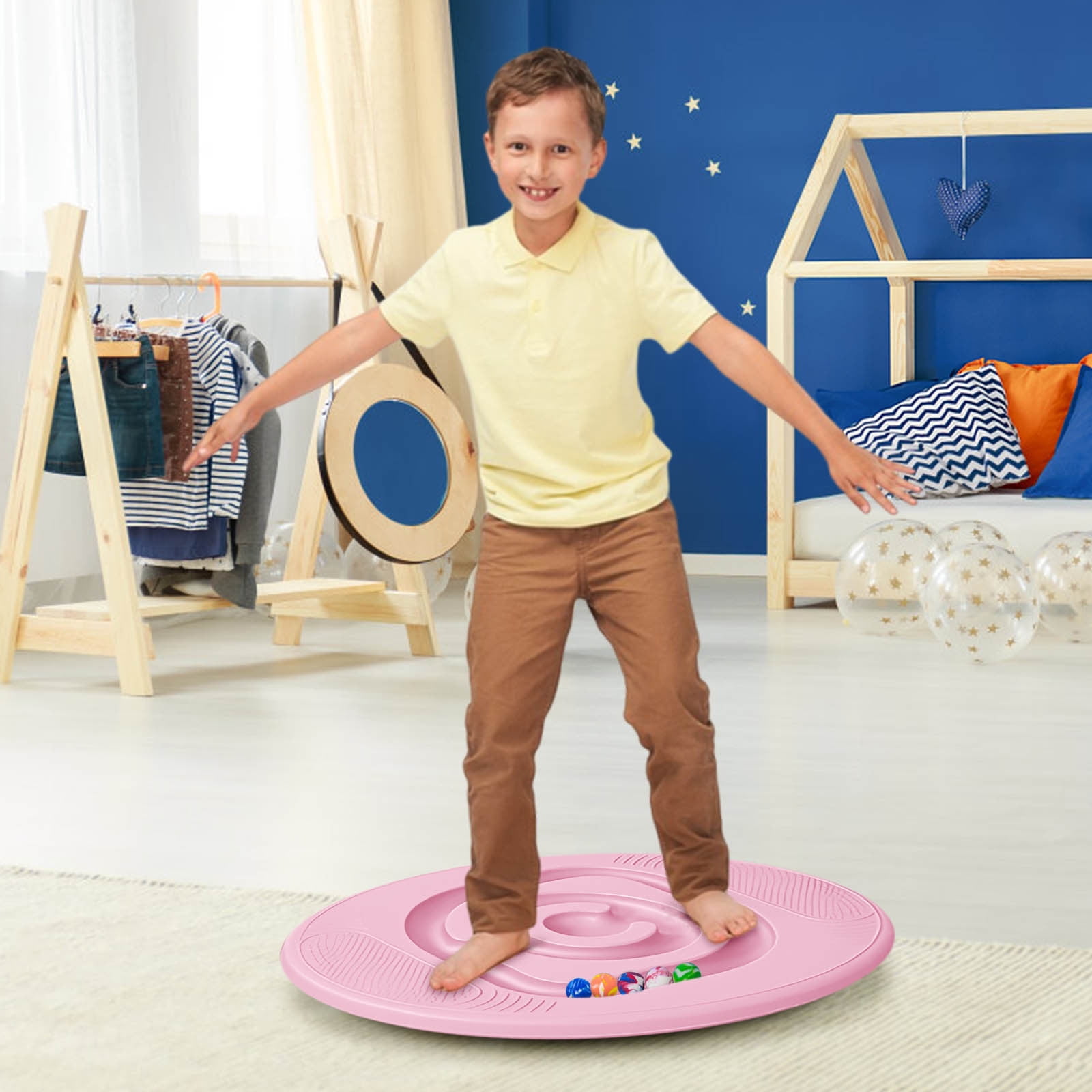 Wobble Board for Kids Plastic Balance Board Rocker Maze Board with 5 ...