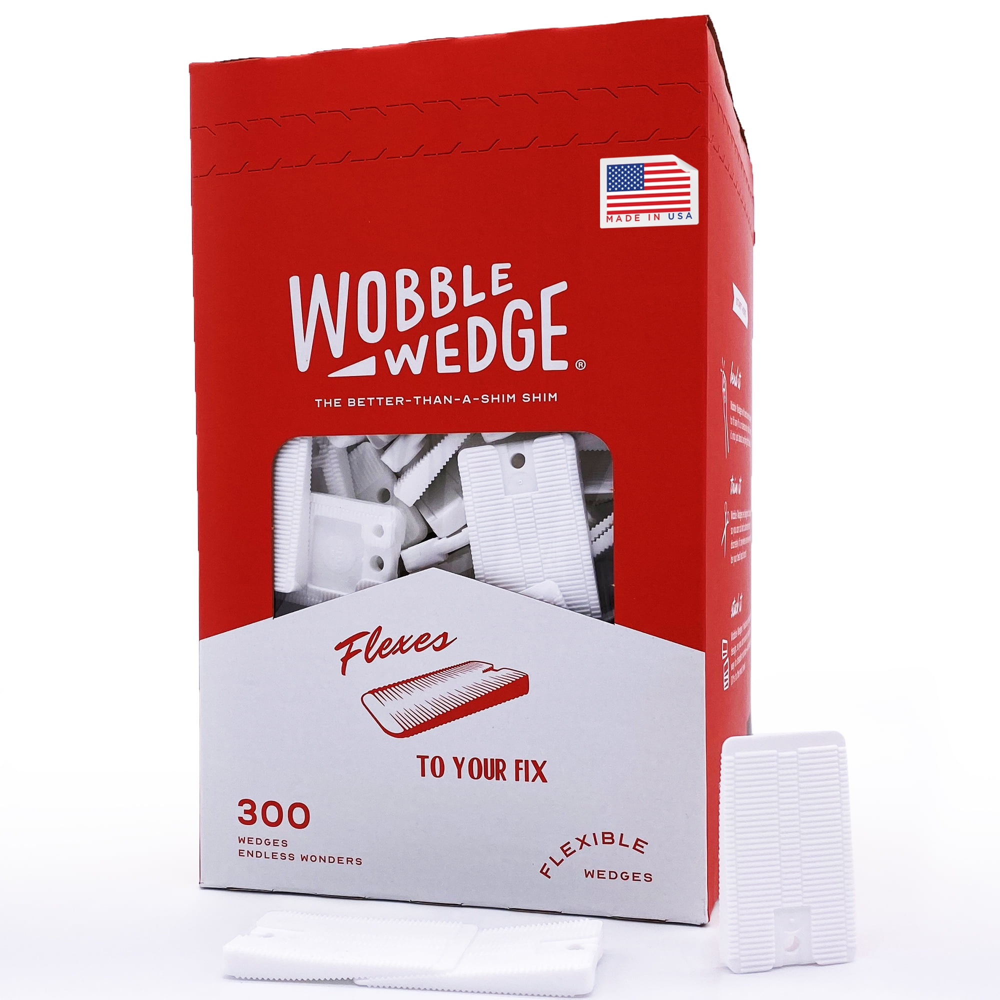 Wobble Wedge Flexible Plastic Shims, 300 Pack - White Leveling Wedges ...