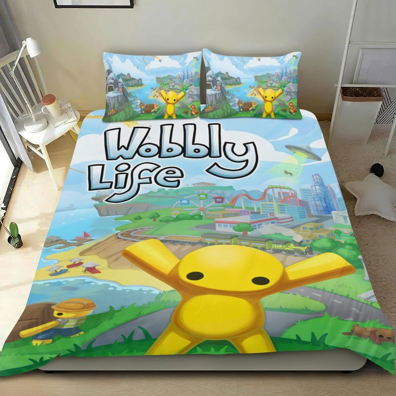 Wobbly Life Game Cartoon 3 Piece Bedding Set Comforter Set Cute Duvet ...