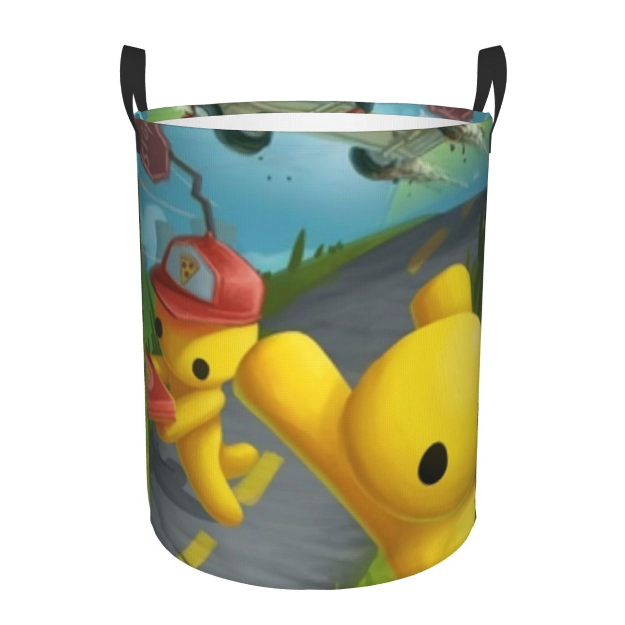 Wobbly Life Laundry Hamper Cartoon Circular Foldable Basket With Handle ...