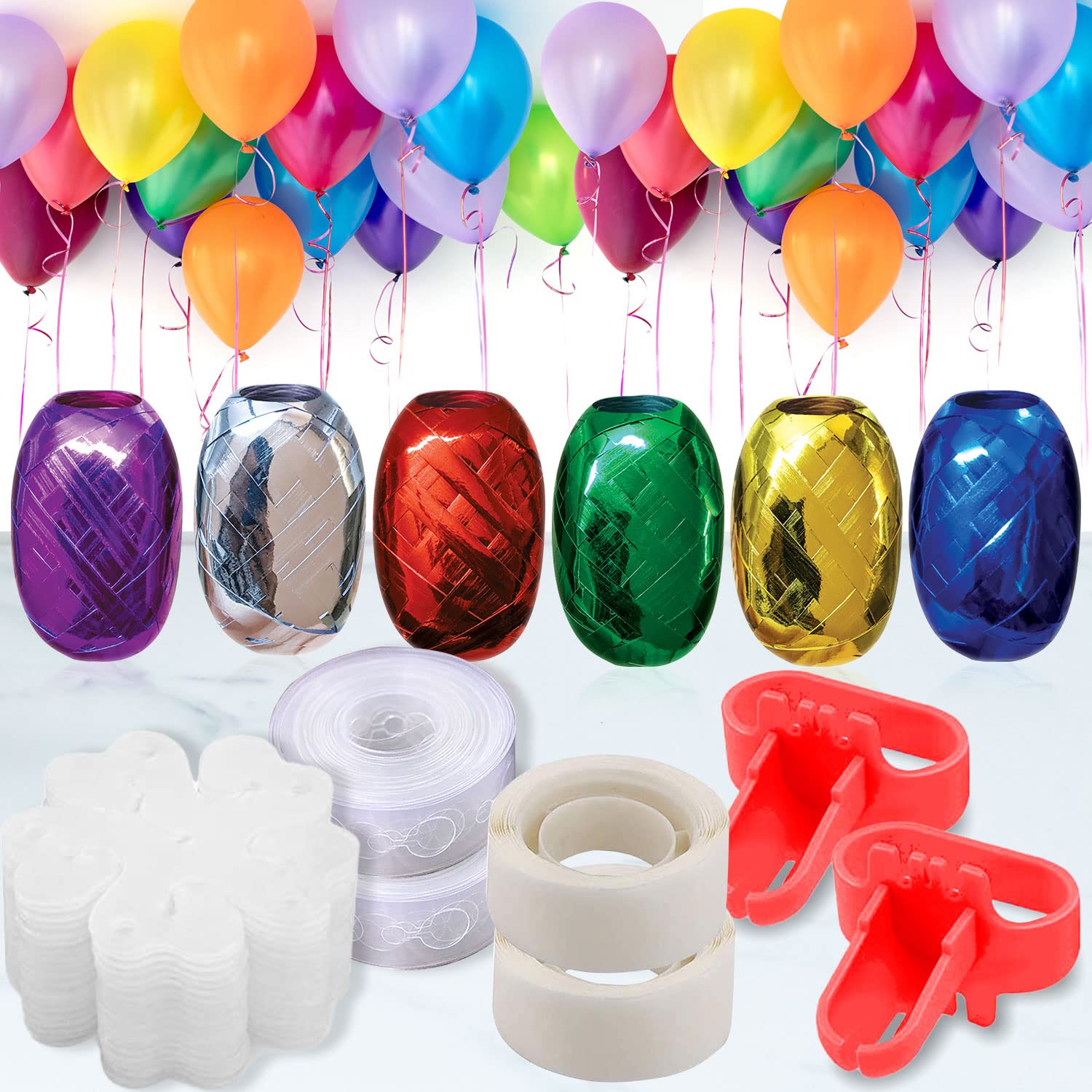 Wobbox Balloon Decorations 200 Sticky Dots 2 5M Garland Tape 12 Flower ...