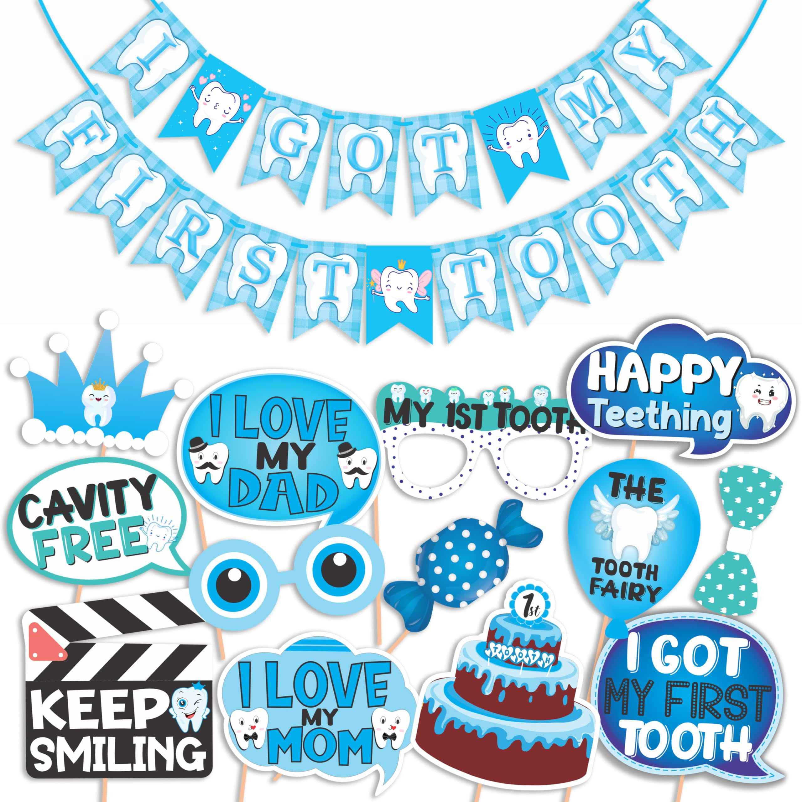 Wobbox First Tooth Photo Booth Party Props (13 Pcs) With I Got My 1St ...